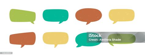 빈티지 만화 말풍선 세트 그런 지 질감 텍스트 상자 프레임 복고풍 채팅 상자 메시지 상자 대화 템플릿 벡터 일러스트레이션 디자인