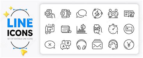 Report Timer Architectural Plan And Headphones Line Icons For Web App Vector Stock Vector