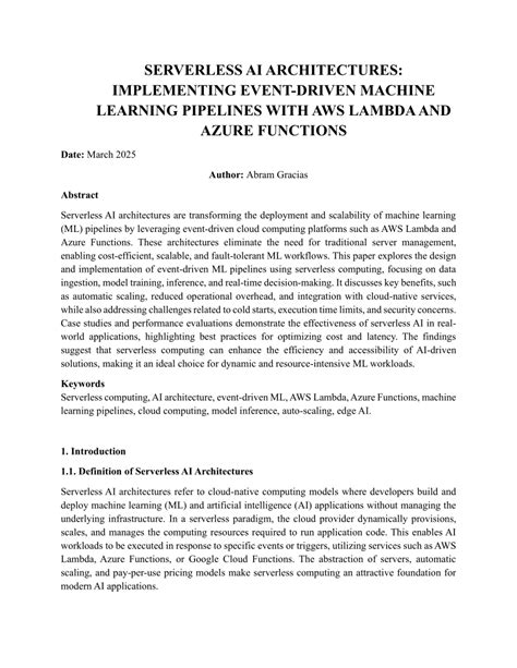 Pdf Serverless Ai Architectures Implementing Event Driven Machine