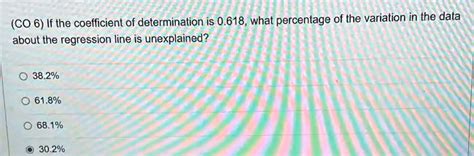 Solved Co 6 If The Coefficient Of Determination Is 0618 What