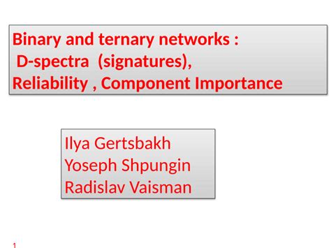 Pdf Enter Title Binary And Ternary Networks D Spectra Signatures