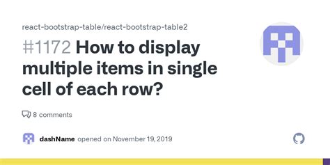 How To Display Multiple Items In Single Cell Of Each Row Issue React Bootstrap Table