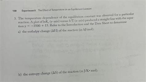 solved 3 the temperature dependence of the equilibrium