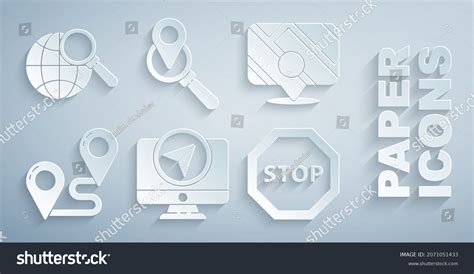 Set Monitor Location Marker Infographic City Stock Vector Royalty Free Shutterstock