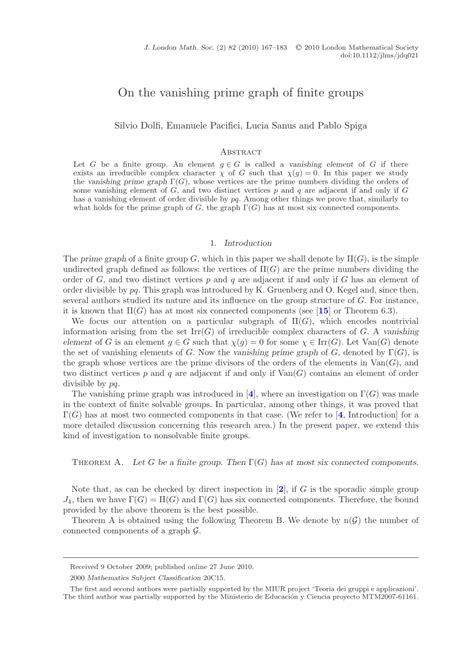 Pdf On The Vanishing Prime Graph Of Finite Groups
