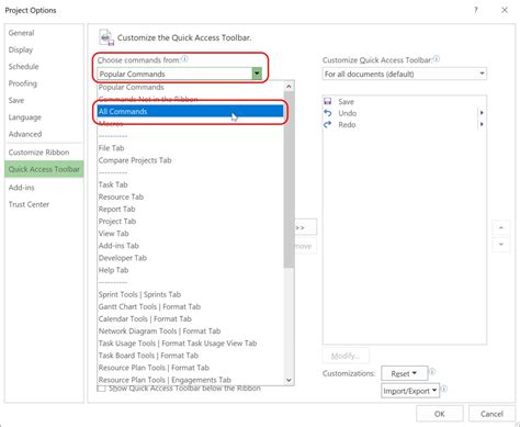 Customize The Quick Access Toolbar In Microsoft Project Sensei