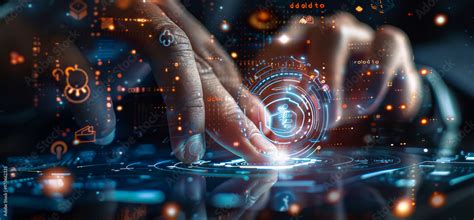 Businessman Biometric Fingerprint Scanning Unlocks Data Network Access Cyber Security