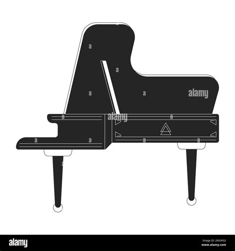 concerto grand piano black and white 2d line cartoon object stock