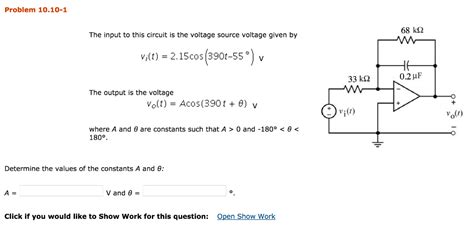 solved the input to this circuit is the voltage source