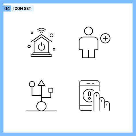 4 Icons Line Style Creative Outline Symbols Black Line Icon Sign
