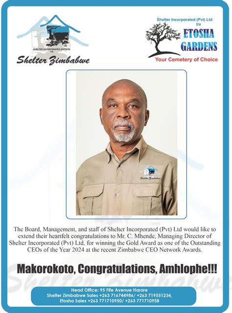 Congratulations To An Inspiring Leader And Father Chester Mhende Tatenda Mhende