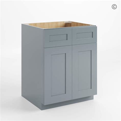 Gray Shaker Sink Base With Double Doors And Drawers Bwc