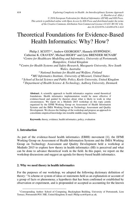 pdf theoretical foundations for evidence based health informatics why how