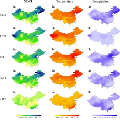 Spatial Patterns Of Mi Of Ndvi Precipitation And Temperature Series Download Scientific