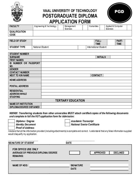 Fillable Online Postgraduate Diploma Application Form Fax Email Print