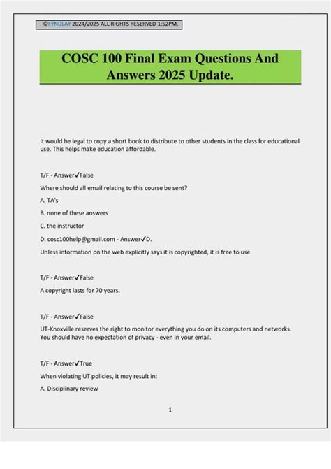COSC Final Exam Questions And Answers Update COSC Stuvia US