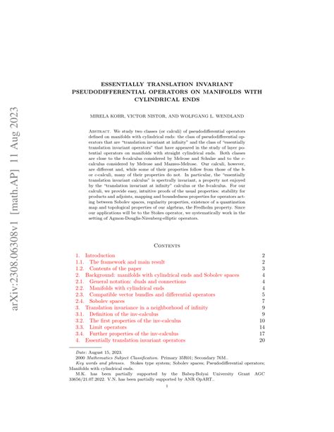 Pdf Essentially Translation Invariant Pseudodifferential Operators On