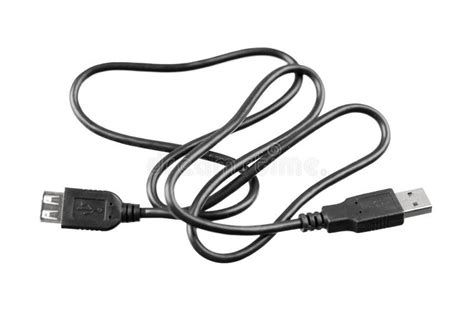Usb Extension Cord Black Isolated On White Background Stock Image Image Of Cable Extension