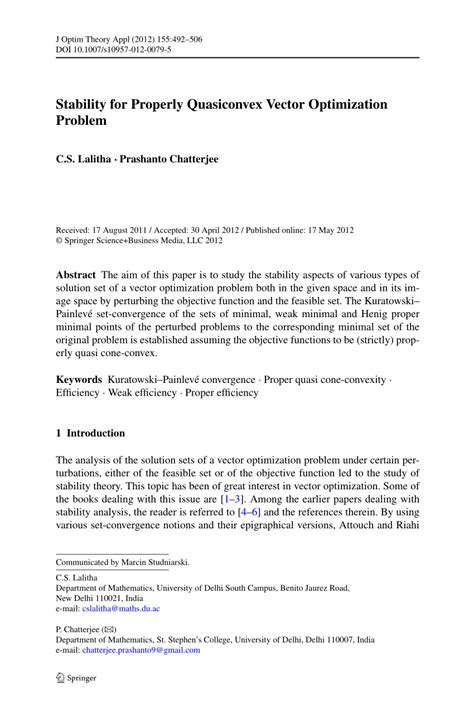 Pdf Stability For Properly Quasiconvex Vector Optimization Problem Pdf Stability For Properly Quasiconvex Vector Optimization Problem