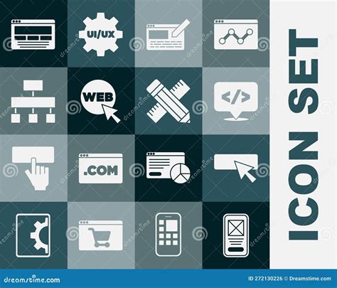 set ui or ux design front end development web and graphic site map