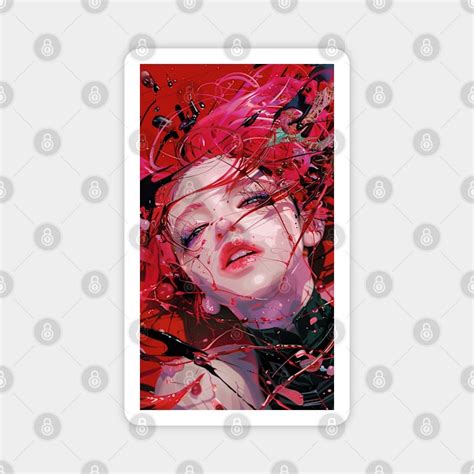 Vintage Redhead Anime Girl Portrait 80s Anime Magnet Teepublic
