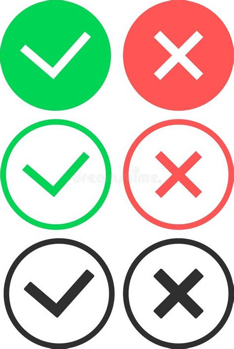 Accept And Reject Icons Selection Marks Stock Vector Illustration