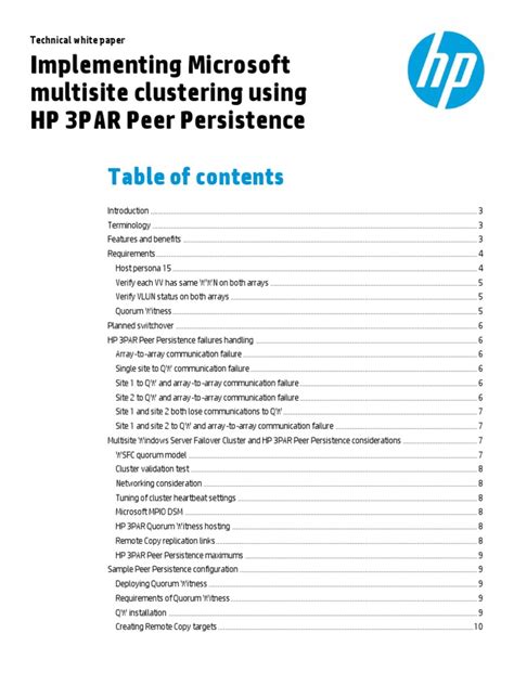 Pdf Implementing Microsoft Multisite Clustering Using Hp 3par Peer