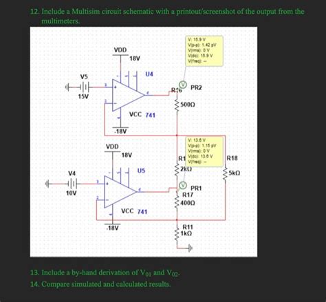 12 Include A Multisim Circuit Schematic With A