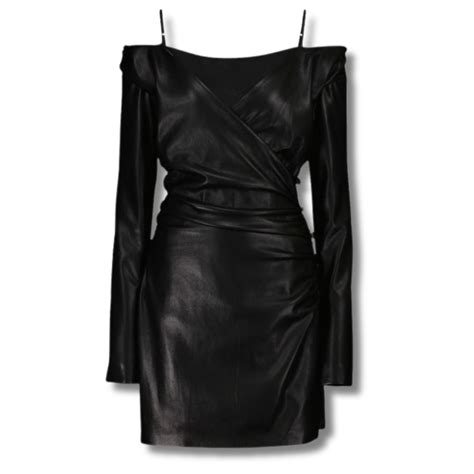 Black Off Shoulder Leather Dress Affordable Leather Dresses Lilibet