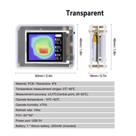 Infrared Thermal Imager Array Temperature Sensor 7m Farthest Detection Distance Thermal Infrared
