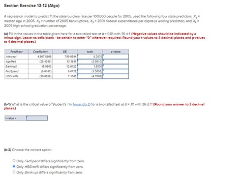 Solved Section Exercise 13 12 Algoa Regression Model To