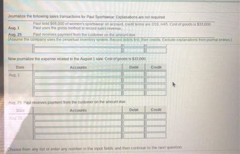 Solved Journalize The Following Sales Transactions For Paul
