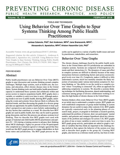 Using Behavior Over Time Graphs To Spur Systems Thinking Among Public Health Practitioners Phern