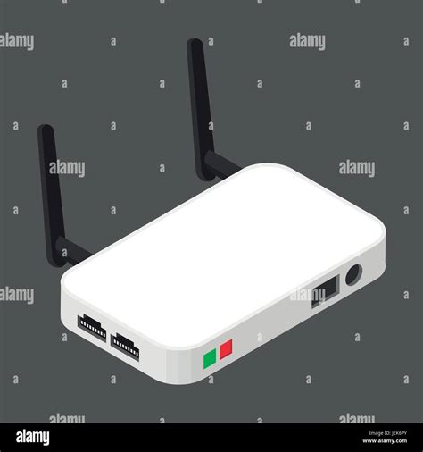 Wireless Network Router Of Flat Style Isometric Vector Illustration Isolated On Gray Background