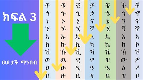 አማርኛ ፊደላት ወደታች ንባብ ክፍል 3 Youtube