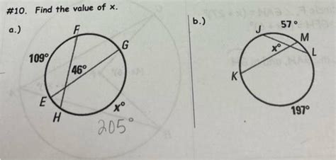 Solved 10 Find The Value Of X Chegg Com
