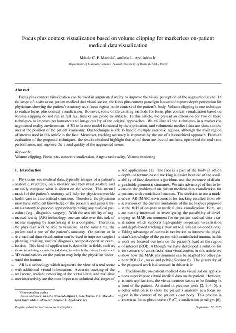Pdf Focus Plus Context Visualization Based On Volume Clipping For Markerless On Patient