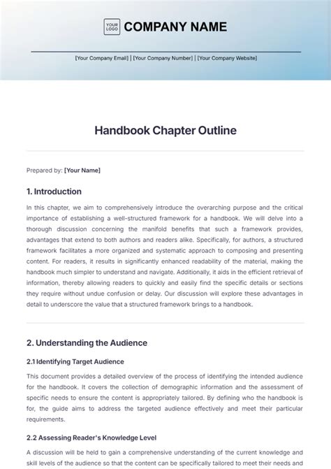 Free Handbook Chapter Outline Template To Edit Online
