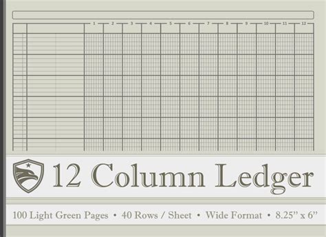 12 Column Ledger Book Green Columnar Pad For Bookkeeping Small Business And