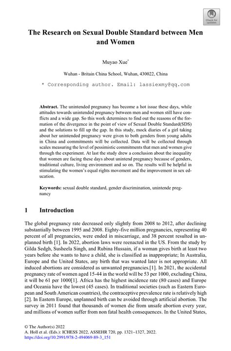 PDF The Research On Sexual Double Standard Between Men And Women