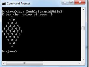 Program to display integrated pyramid number pattern in Java using while loop - Codeforcoding