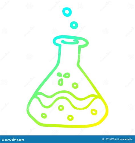 Science Experiment Glass Bottle Chemicals Cartoon Cold Line Gradient