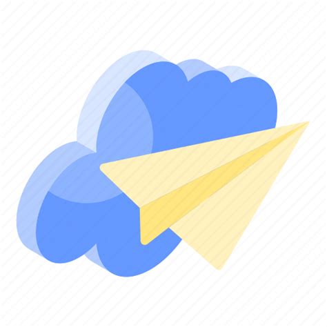 cloud notification computing hosting paper plane digital icon