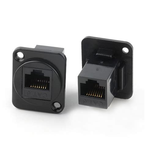 Rj45 8p8c Cat 6a Connector Dual Port Ethernet Rj45 Female Panel Mount Connector