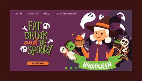 빗자루와 귀여운 작은 할로윈 소녀 Witchs 만화 해피 할로윈 인사말 Invintation 포스터 카드 파티 디자인 인쇄 마법