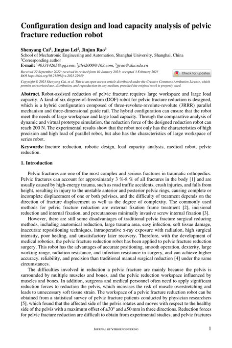 Pdf Configuration Design And Load Capacity Analysis Of Pelvic Fracture Reduction Robot