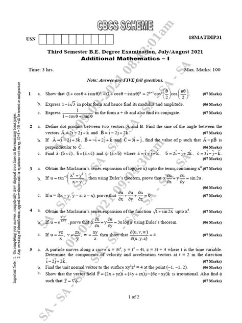 18matdip31unlocked 1 Pdf Mathematical Analysis Physics