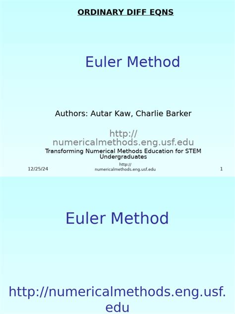 Lecture On Eulers Method Pdf Equations Nonlinear System