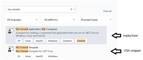 When Using A Vstemplate To Expose Net Core Templates Options Are Not Shown Issue