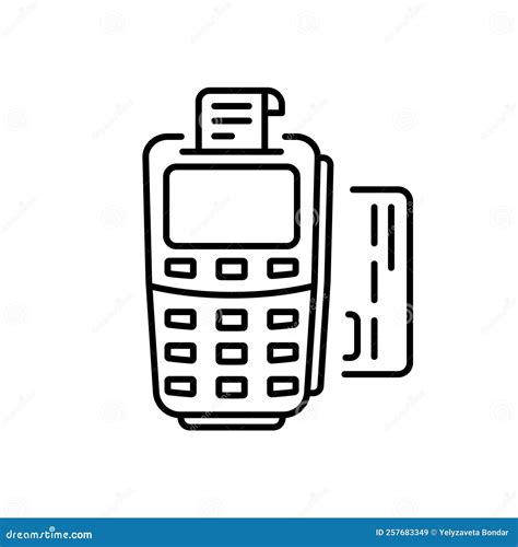 Terminal For Wireless Transaction Nfc Technology Line Icon Contactless Payment On Pos With